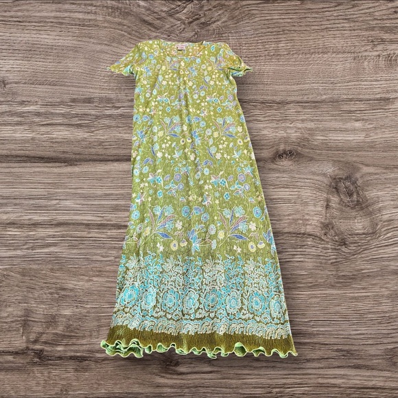 Dresses | Vintage Ultra Dress New York Short Sleeve Crinkle Boho Maxi ...